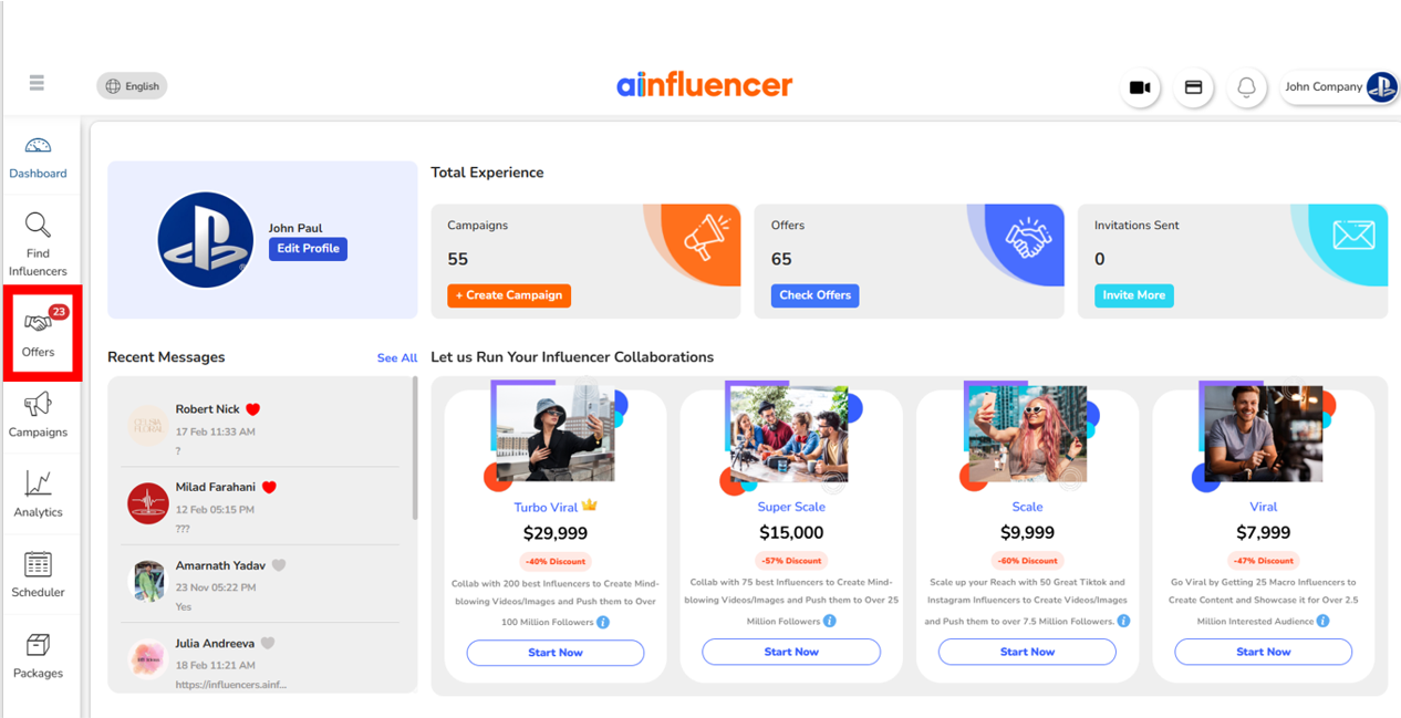 How to Receive Influencer Offers on Your Campaign? | Ainfluencer